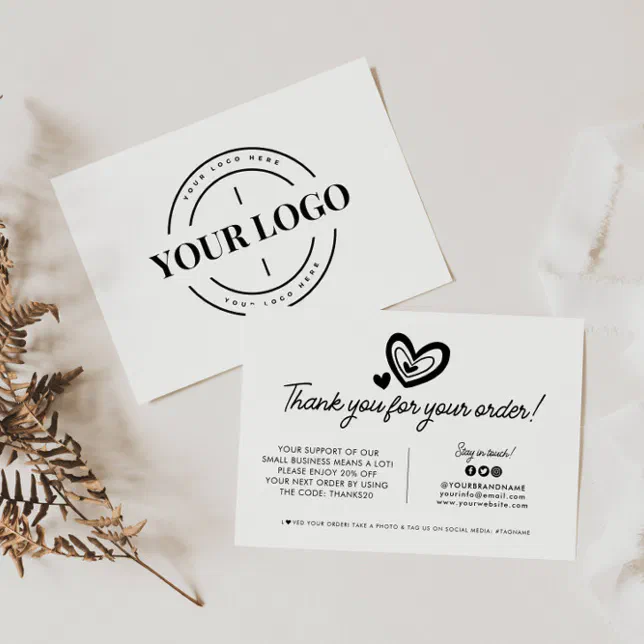 Custom Logo Business Company Branded Package Order Thank You Card | Zazzle