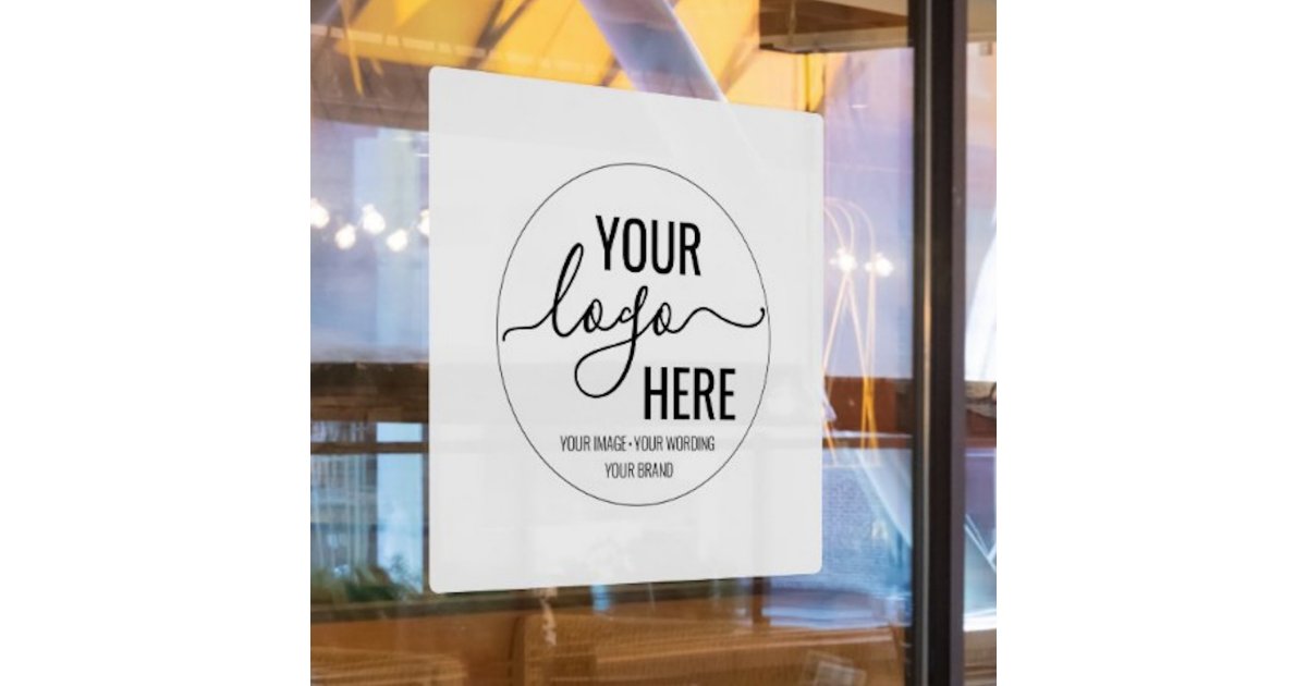 Custom Logo Business Company Corporate Store Glass Window Cling | Zazzle