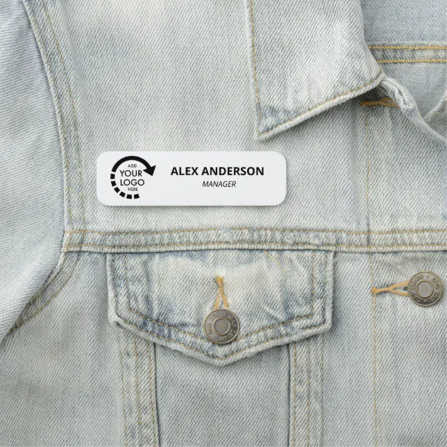 Custom Logo Business Company Staff Name Tag | Zazzle