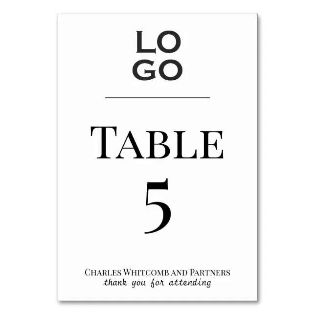 Custom Logo Business Corporate Event Table Number | Zazzle
