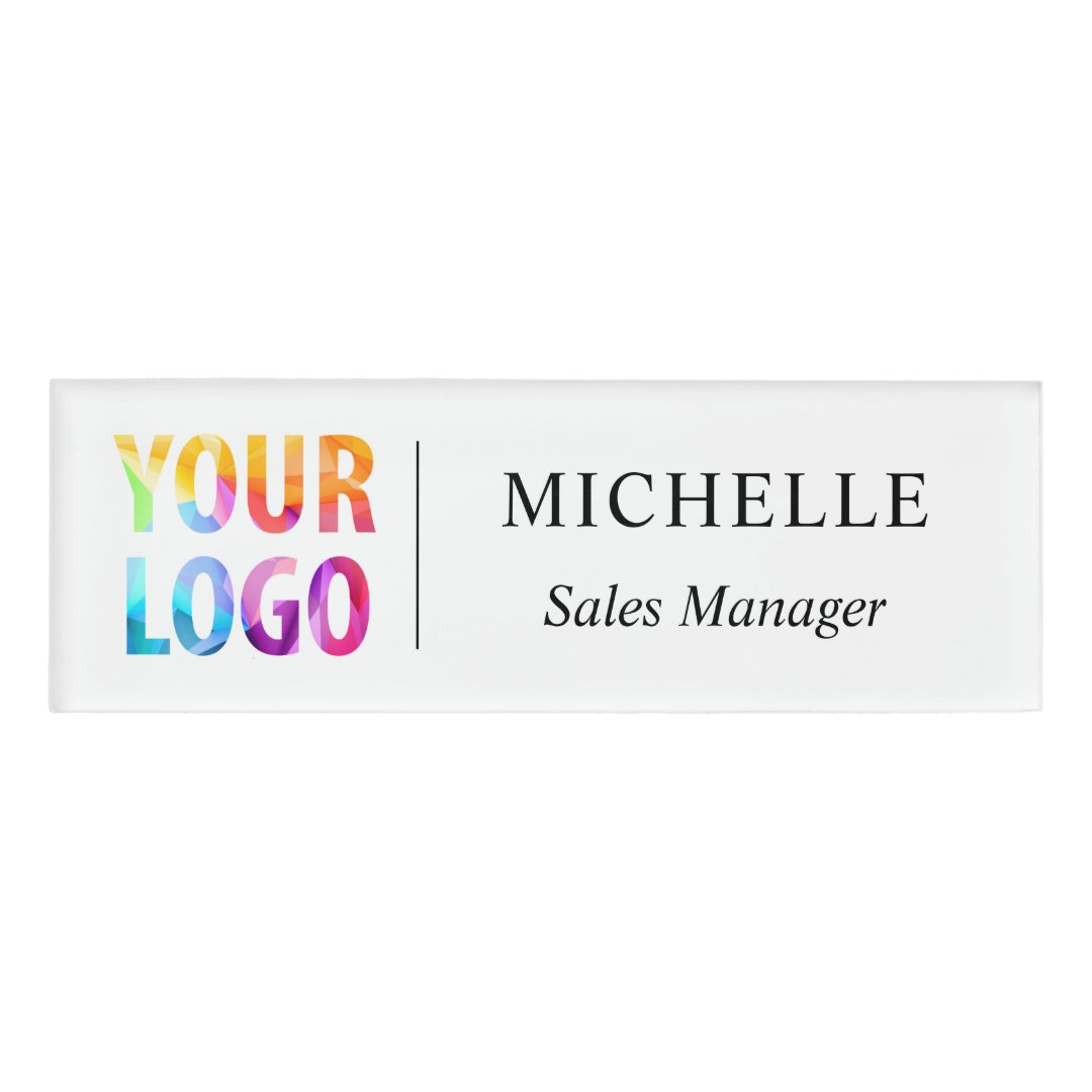 Custom Logo Business Employee Staff Name Name Tag | Zazzle