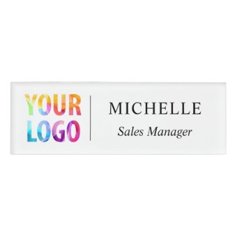 Custom Logo Business Employee Staff Name Name Tag | Zazzle