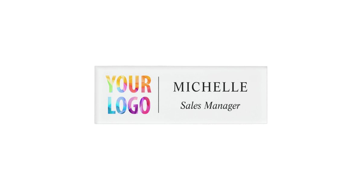 Custom Logo Business Employee Staff Name Name Tag | Zazzle