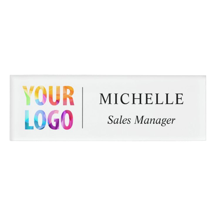 Custom Logo Business Employee Staff Name Name Tag | Zazzle