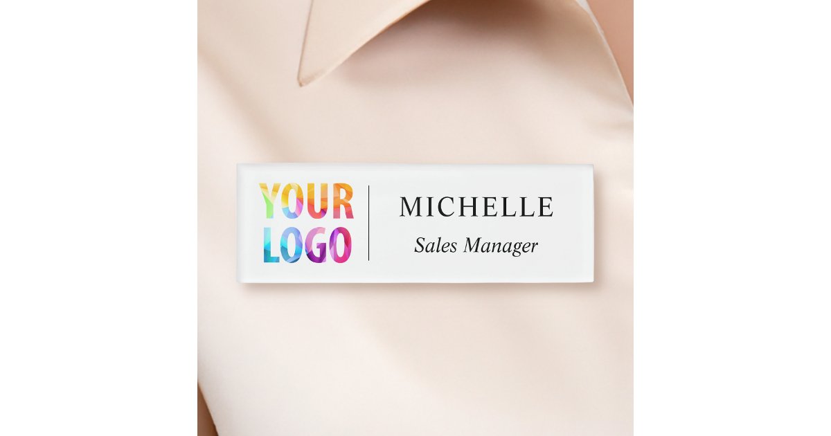 Custom Logo Business Employee Staff Name Name Tag | Zazzle