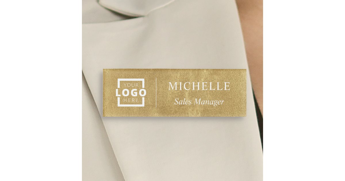 Custom Logo Business Employee Staff Name Tag | Zazzle