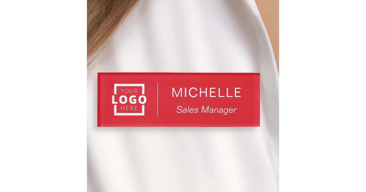 Custom Logo Business Employee Staff Name Tag | Zazzle