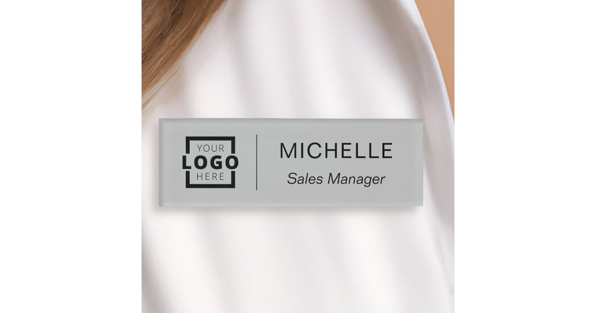 Custom Logo Business Employee Staff Name Tag | Zazzle