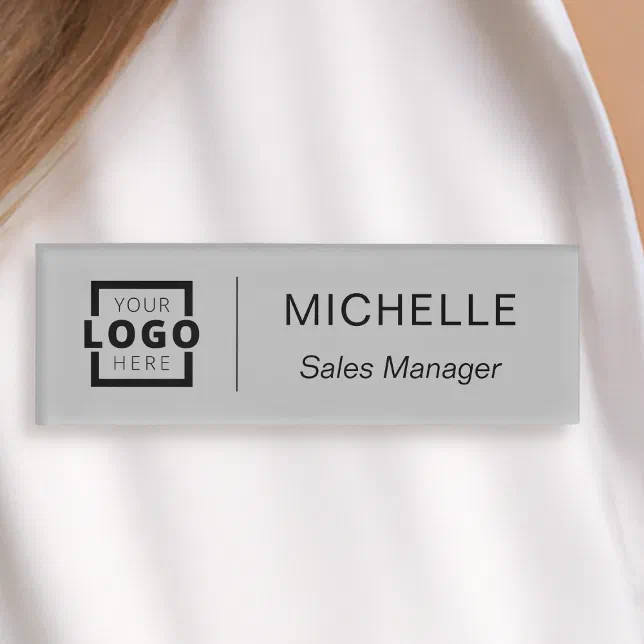 Custom Logo Business Employee Staff Name Tag | Zazzle