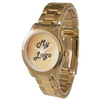 Custom logo business gold background watch | Zazzle