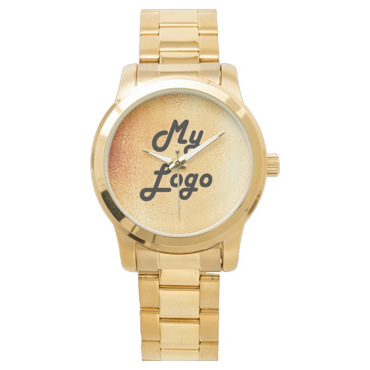 Custom logo business gold background watch | Zazzle