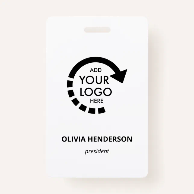 Custom Logo Business ID Employee | Modern White Badge | Zazzle