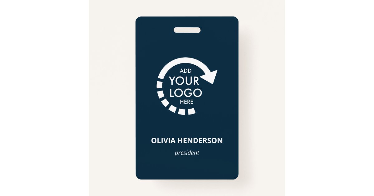 Custom Logo Business ID Employee | Navy Blue Badge | Zazzle