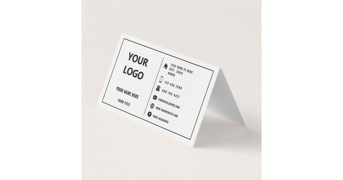Custom Logo Business Name Modern Frame Your Colors Business Card | Zazzle