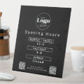 Custom Logo Business Opening Hours Countertop Pedestal Sign | Zazzle