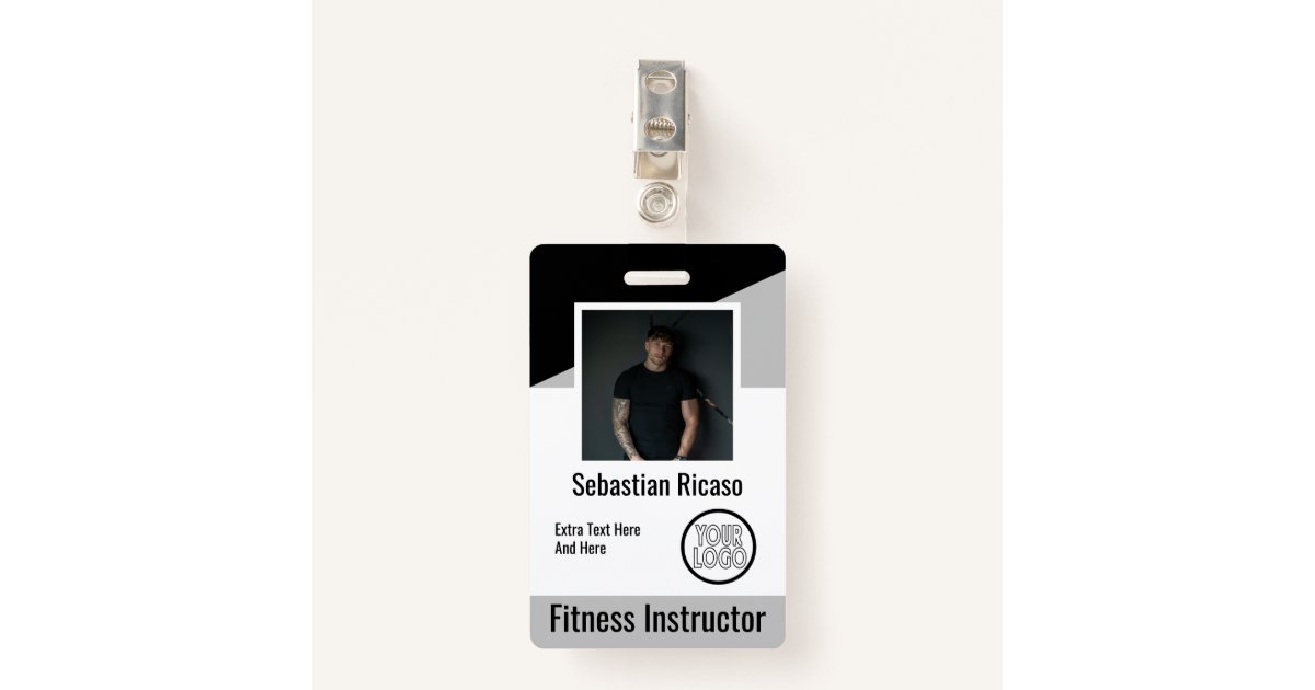 Custom Logo Business Personalized Grey Black White Badge | Zazzle