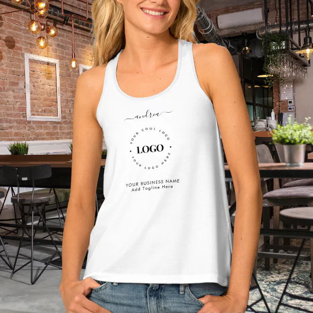 Custom Logo Business Script Staff Employee Name Tank Top | Zazzle