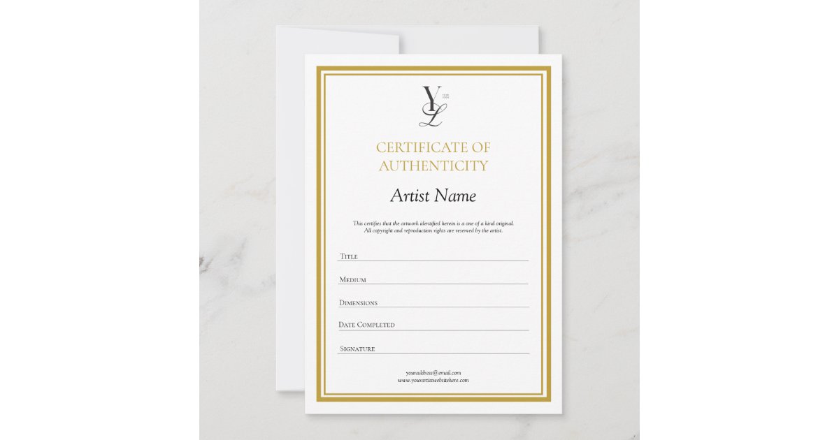 Custom Logo Certificate of Authenticity Thank You Card | Zazzle