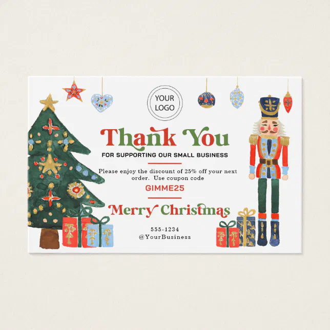 Custom logo Christmas Package Thank you inserts | Zazzle
