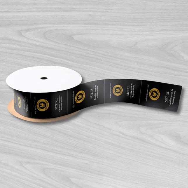 Custom Logo Clothing Garment Product Labels Black Satin Ribbon | Zazzle