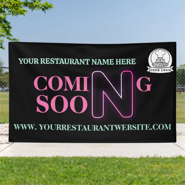 Custom Logo Coming Soon Restaurant Business Banner | Zazzle