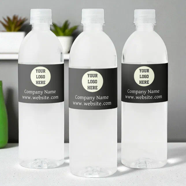 Custom Logo Company Black Business Corporate Water Bottle Label | Zazzle