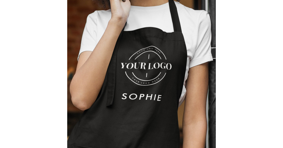 Custom Logo Company Business Corporate Staff Name Apron | Zazzle