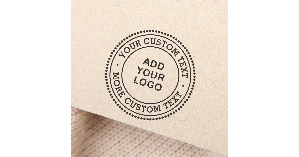 Custom logo company business dotted border self-in self-inking stamp ...