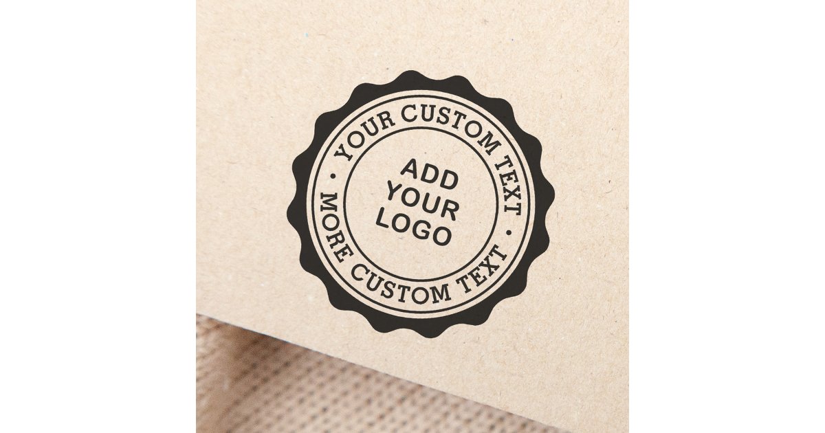 Custom logo company business wavy border self-inking stamp | Zazzle