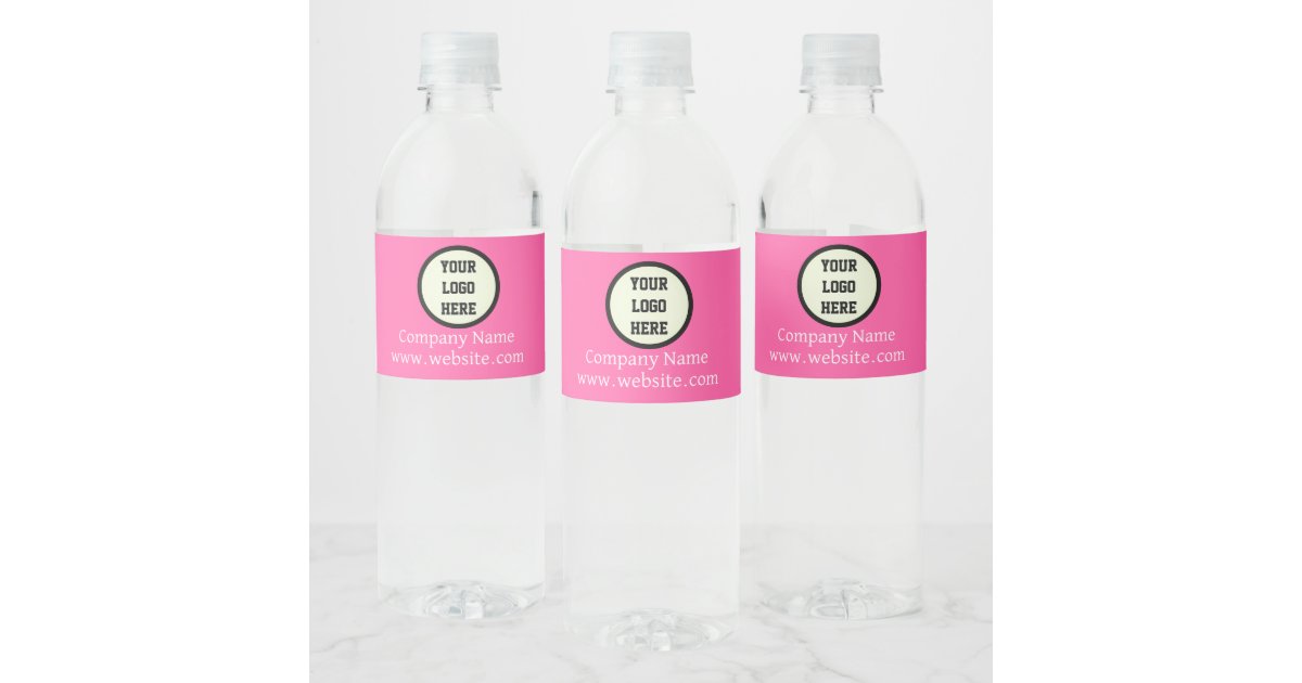 Custom Logo Company Pink Business Corporate Water Bottle Label | Zazzle