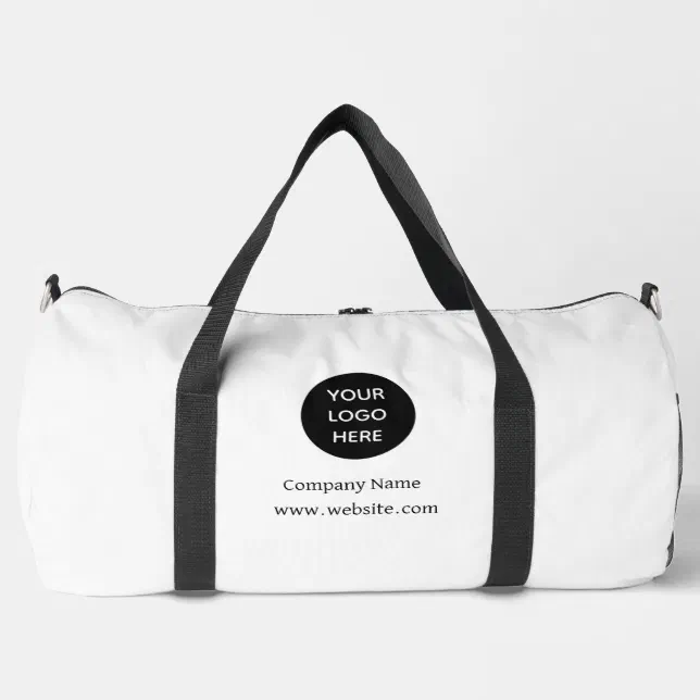 Custom Logo Company White Business Corporate Duffle Bag | Zazzle