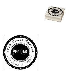 Custom Logo Company With Address Rubber Stamp | Zazzle