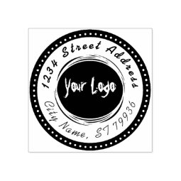 Custom Logo Company With Address Rubber Stamp | Zazzle