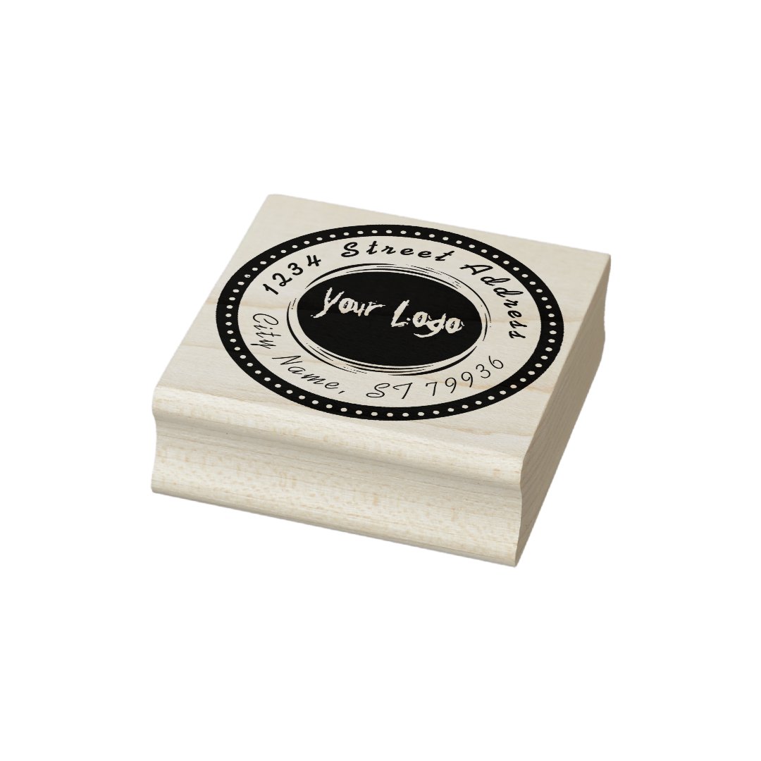 Custom Logo Company With Address Rubber Stamp | Zazzle