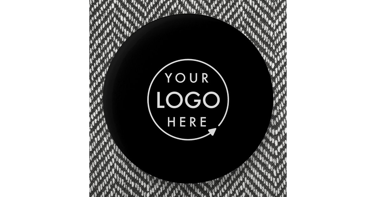 Custom Logo | Corporate Modern Minimalist Black Button | Zazzle