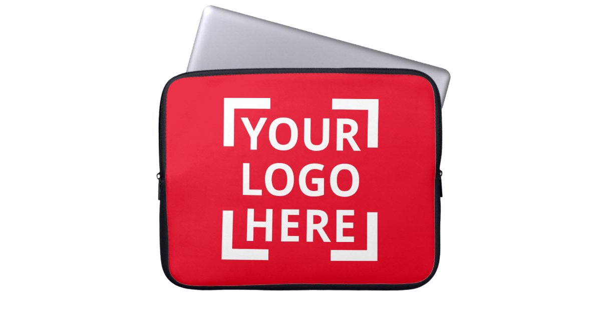 Custom Logo Dark Red Laptop Sleeve | Zazzle