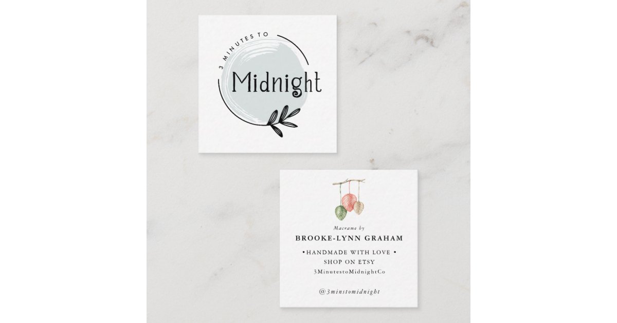 Custom Logo Design | Brooke Macrame Square Business Card | Zazzle