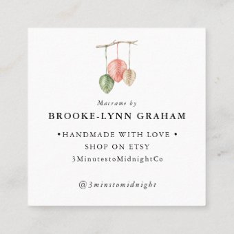 Custom Logo Design | Brooke Macrame Square Business Card | Zazzle