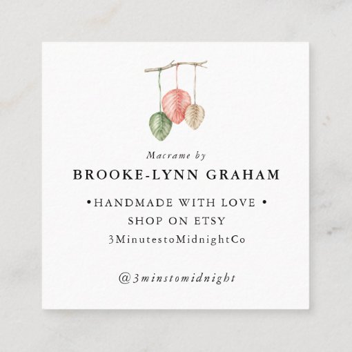Custom Logo Design | Brooke Macrame Square Business Card | Zazzle