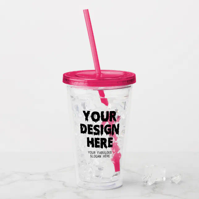 Custom Logo Design Image Corporate Text with Straw Acrylic Tumbler | Zazzle