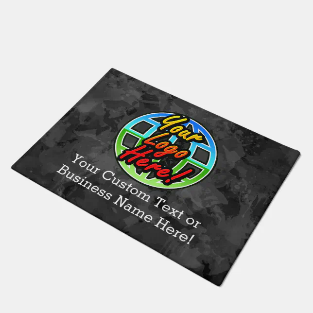 Custom Logo Door Mat Gray/Black | Zazzle