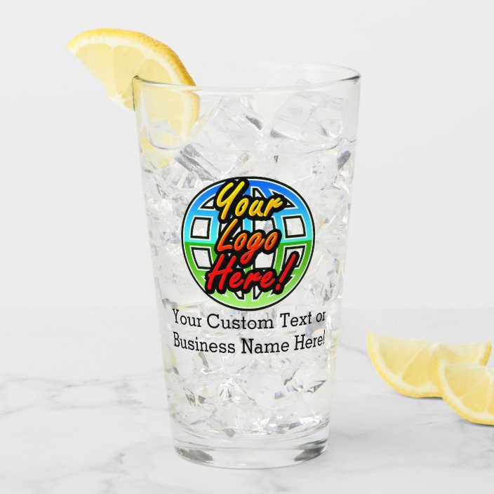 Custom Logo Drinking Glass No Minimum Quantity | Zazzle.com