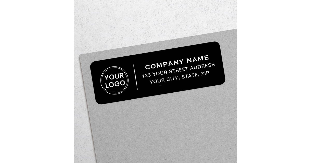Custom logo elegant black return address label | Zazzle