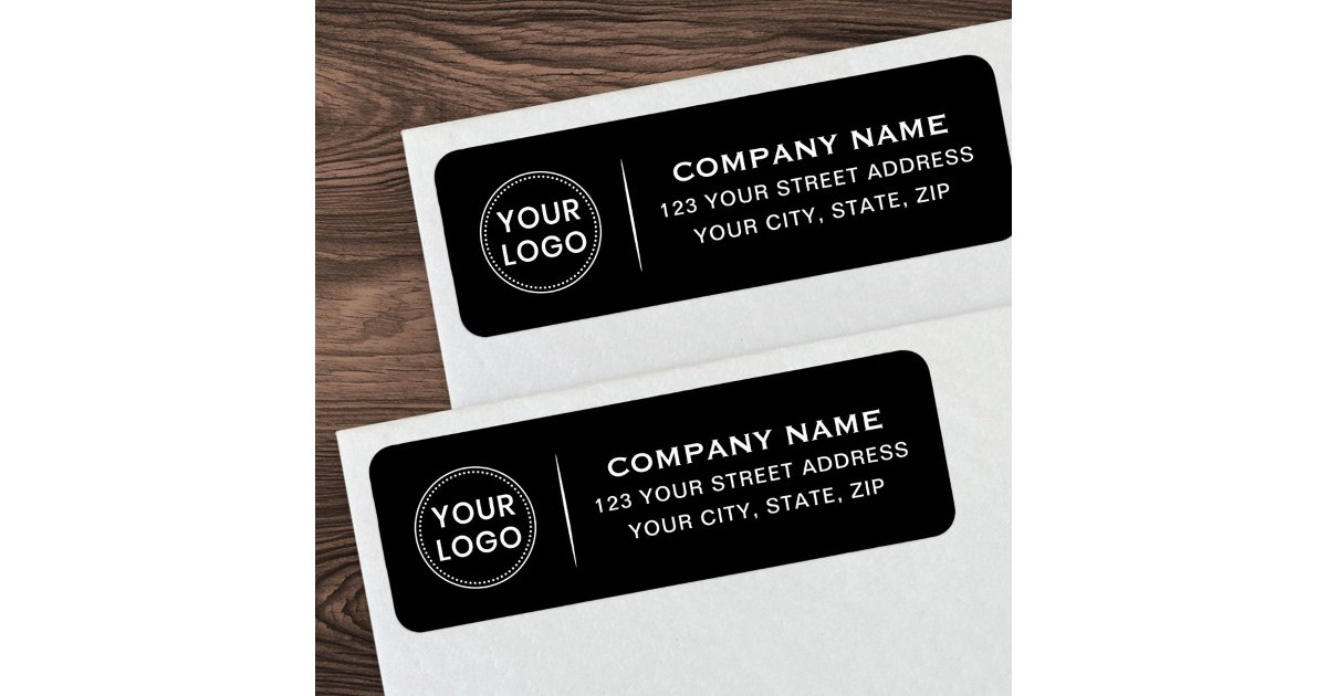 Custom logo elegant black return address label | Zazzle
