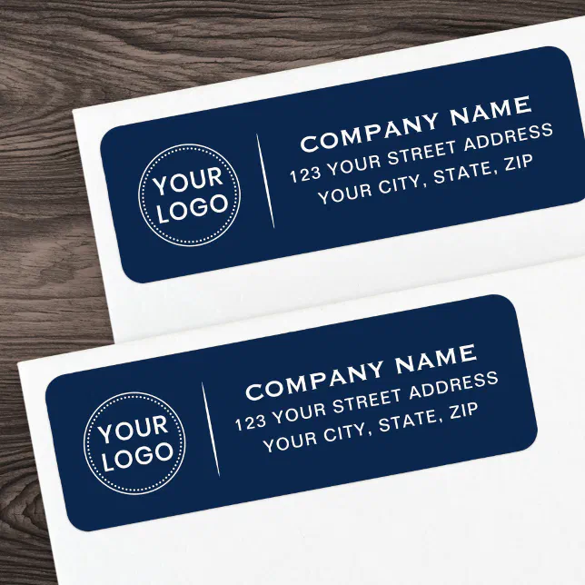 Custom logo elegant dark blue return address label | Zazzle