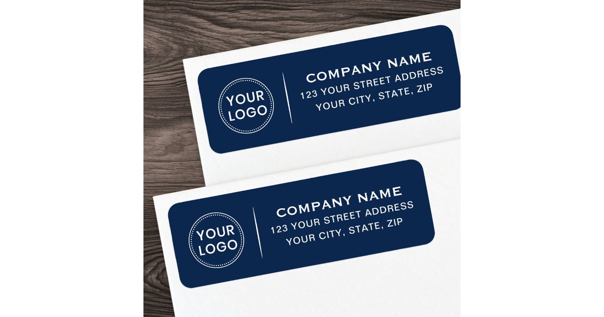 Custom logo elegant dark blue return address label | Zazzle