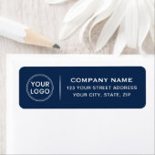 Custom logo elegant dark blue return address label | Zazzle