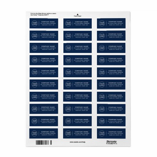 Custom logo elegant dark blue return address label | Zazzle