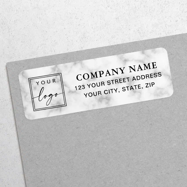 Custom logo elegant marble business return address label | Zazzle