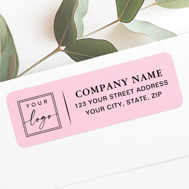 Custom logo elegant pink business return address label | Zazzle